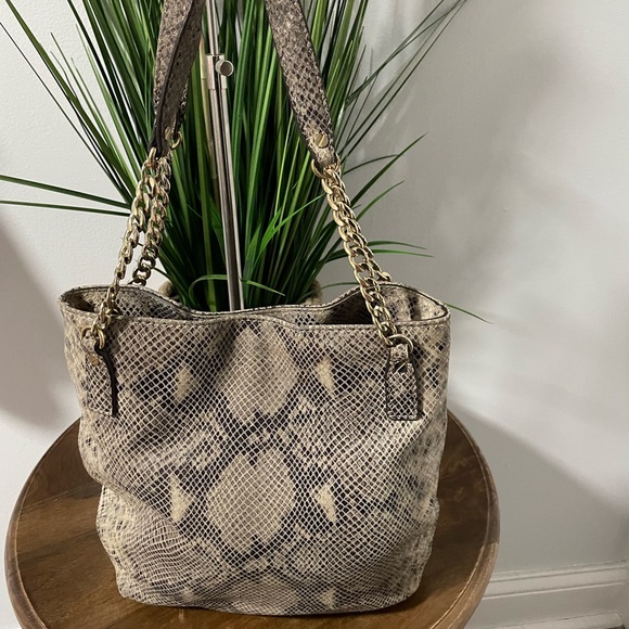 Michael Kors | Bags | Michael Kors Chain Python Leather Jet Set Tote Hobo Convertible Shoulder ...